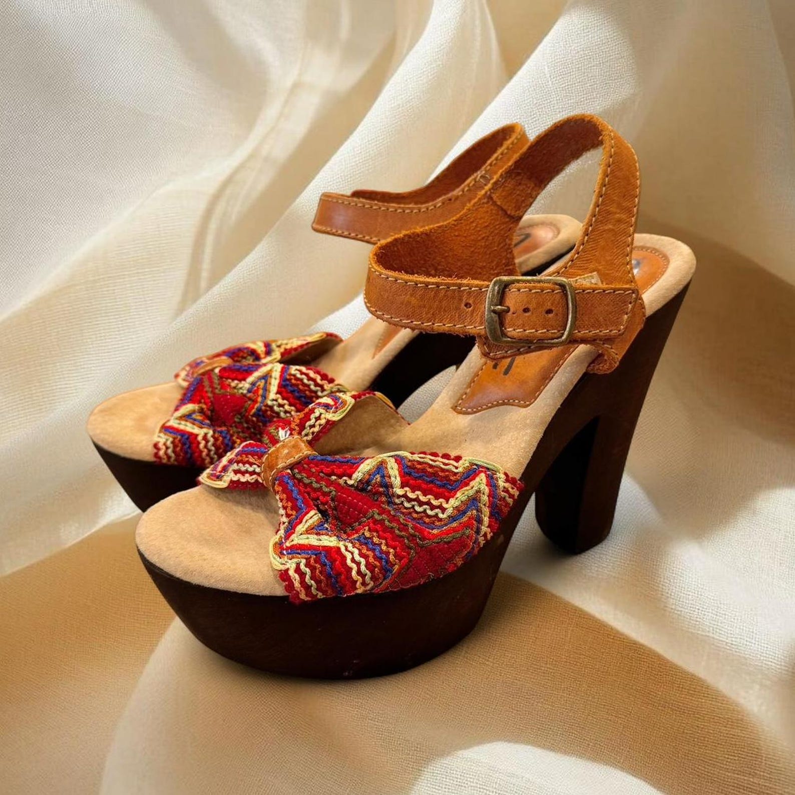 70s Style Colorful Platform Clog Heels - Etsy