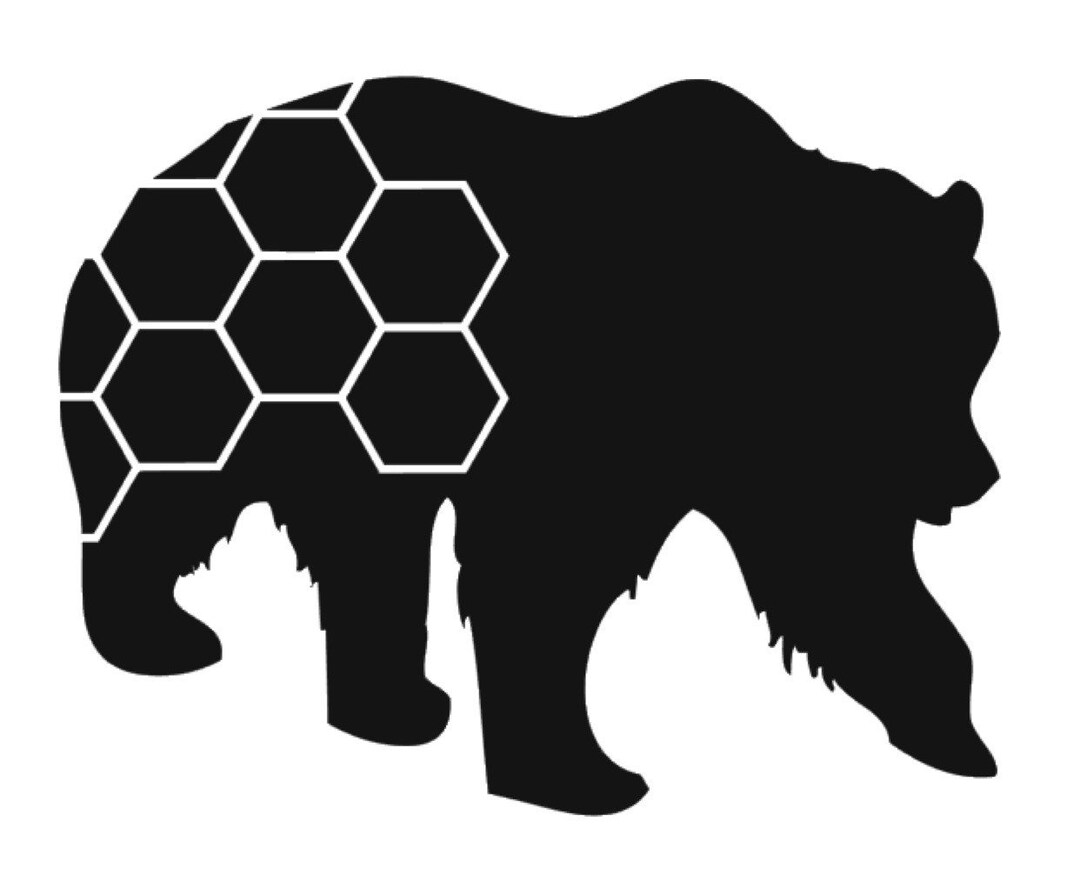 Bear With Honey Comb Matte Black Vinyl Decal - Etsy