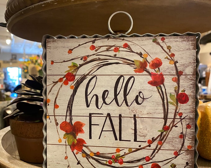 Fall/halloween: Hello Fall Mini Print in Orange and White - Etsy