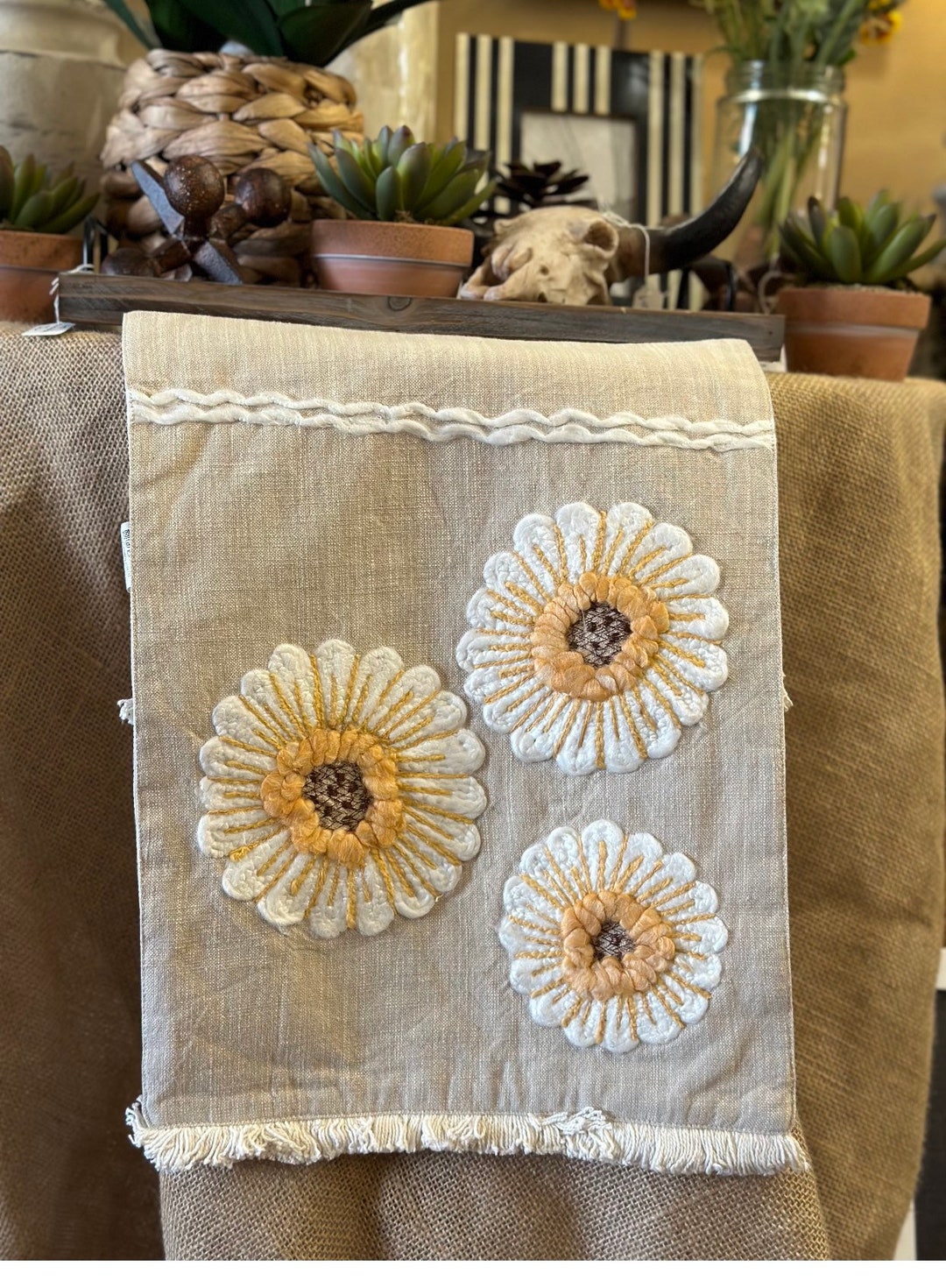 Sunflower Table Runner With Embroidered Sunflowers Linen - Etsy