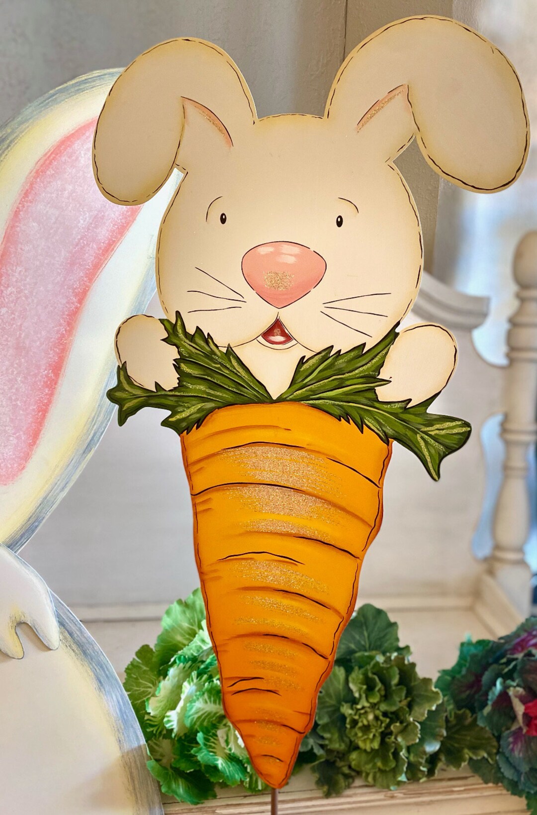 Carrot Easter/spring Collection: Large Orange Carrot With White Rabbit ...