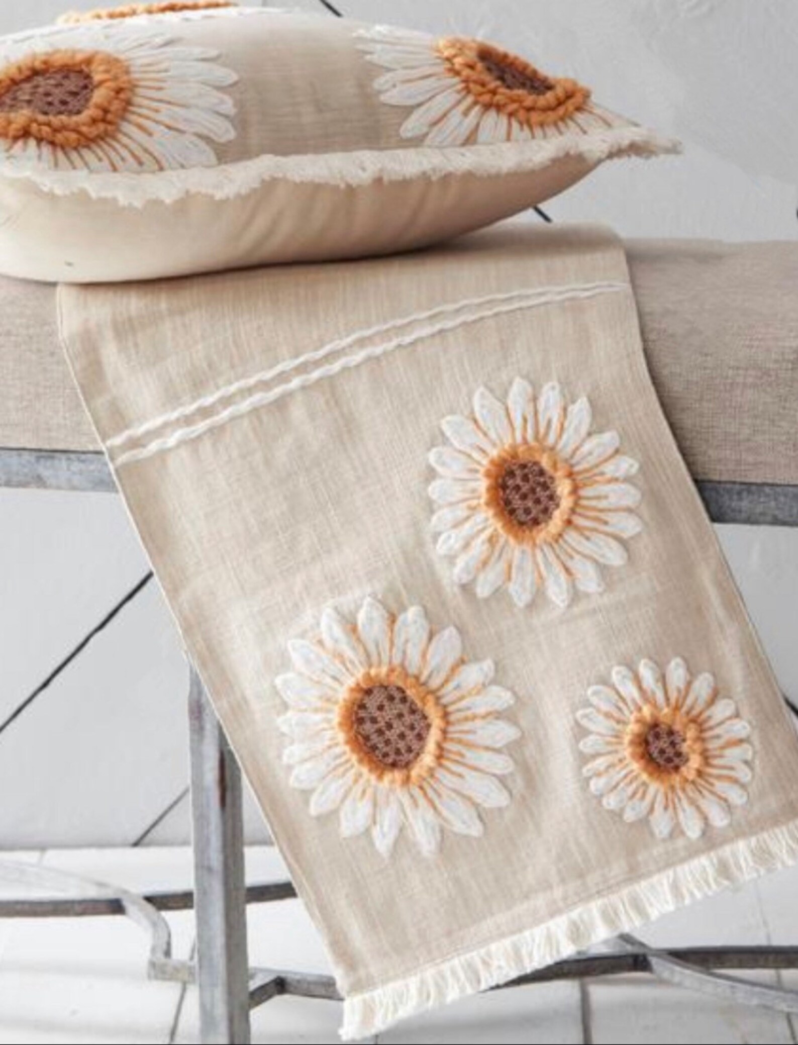 Sunflower Table Runner With Embroidered Sunflowers Linen - Etsy