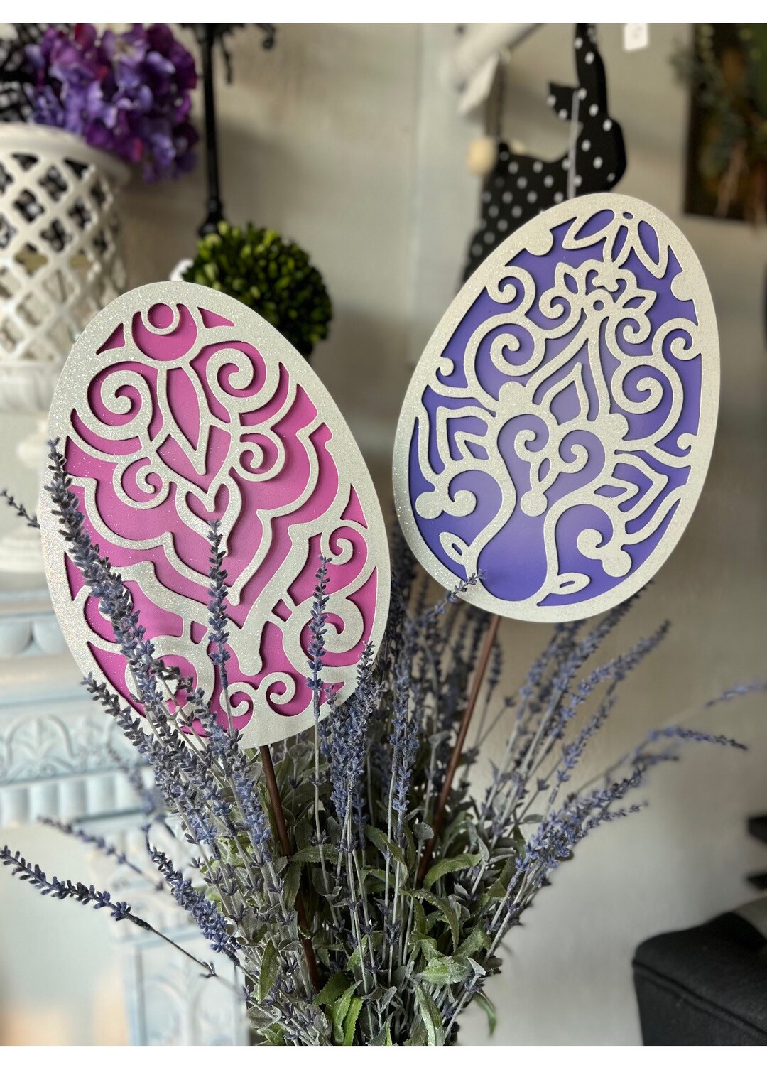 Spring Collection: Set of 2 Lace Easter Eggs Purple and Pink - Etsy