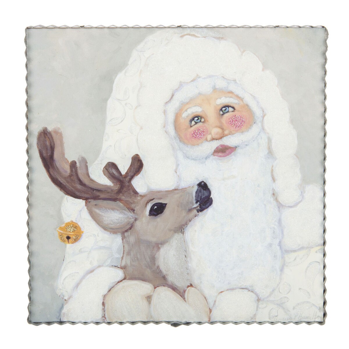 Santa Cream Pic With Galvanized Edge Farmhouse Christmas - Etsy
