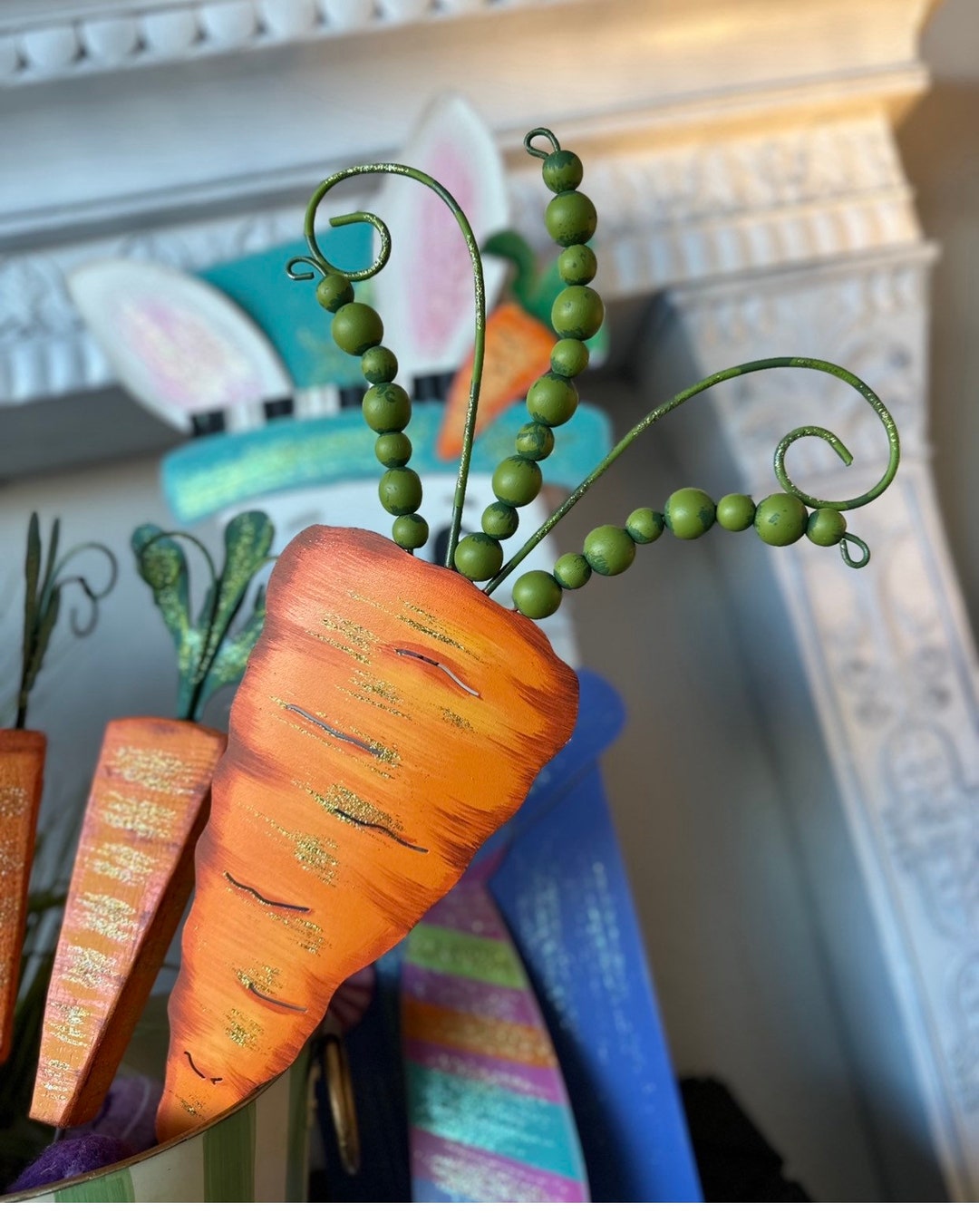 Spring Collection: Beaded Carrot Metal Outdoor or Indoor Stake - Etsy