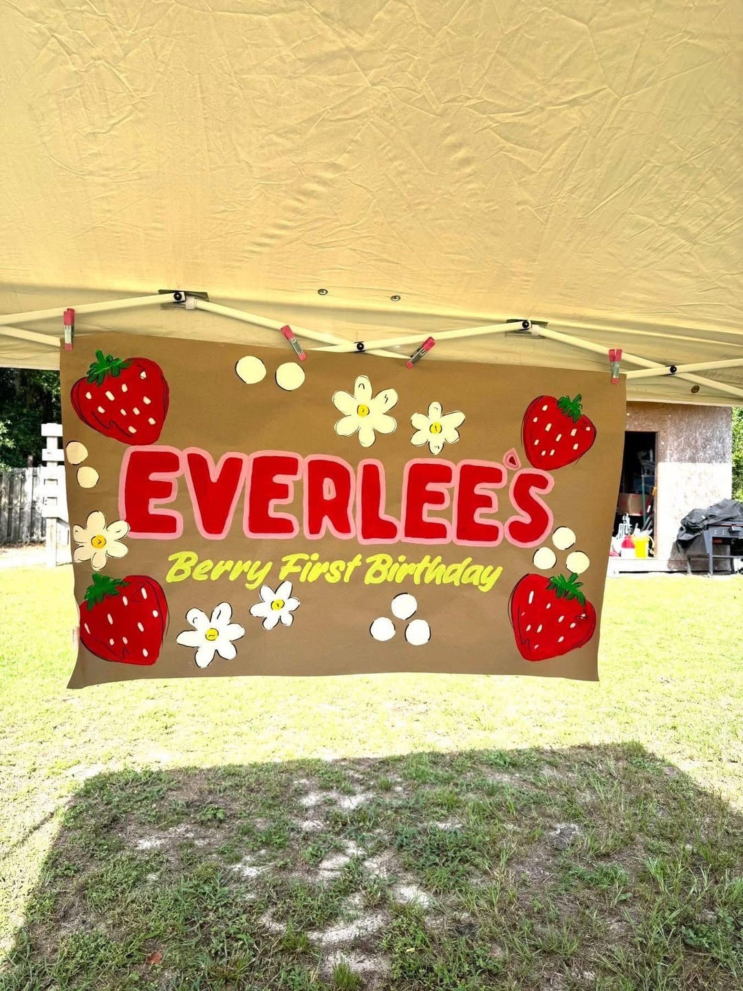 Hand Painted Berry First Birthday Banner, Strawberry Theme ...