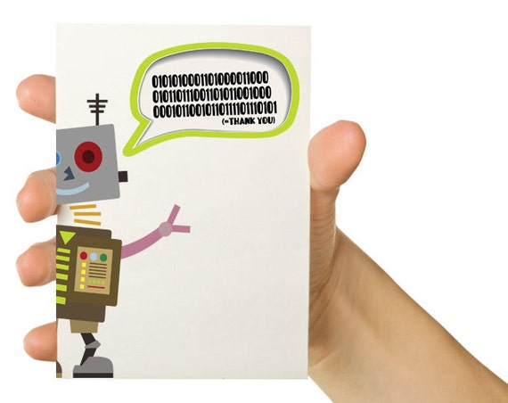 Thank You Card in Binary Code Perfect for Geeks Computer - Etsy