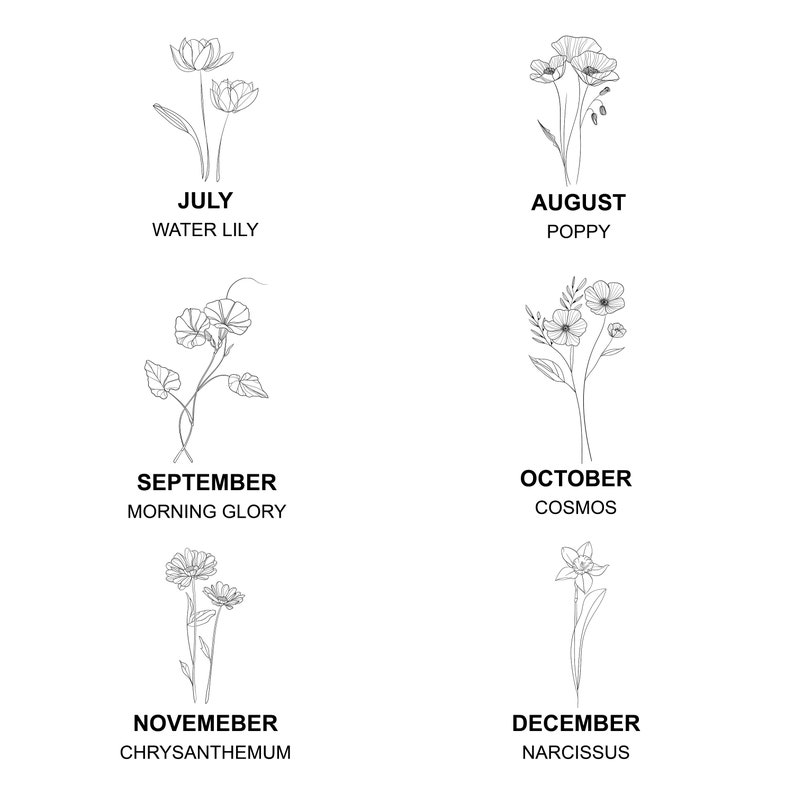 Personalizable Birth Flower Poster With Name, Custom Birth Month Flower ...