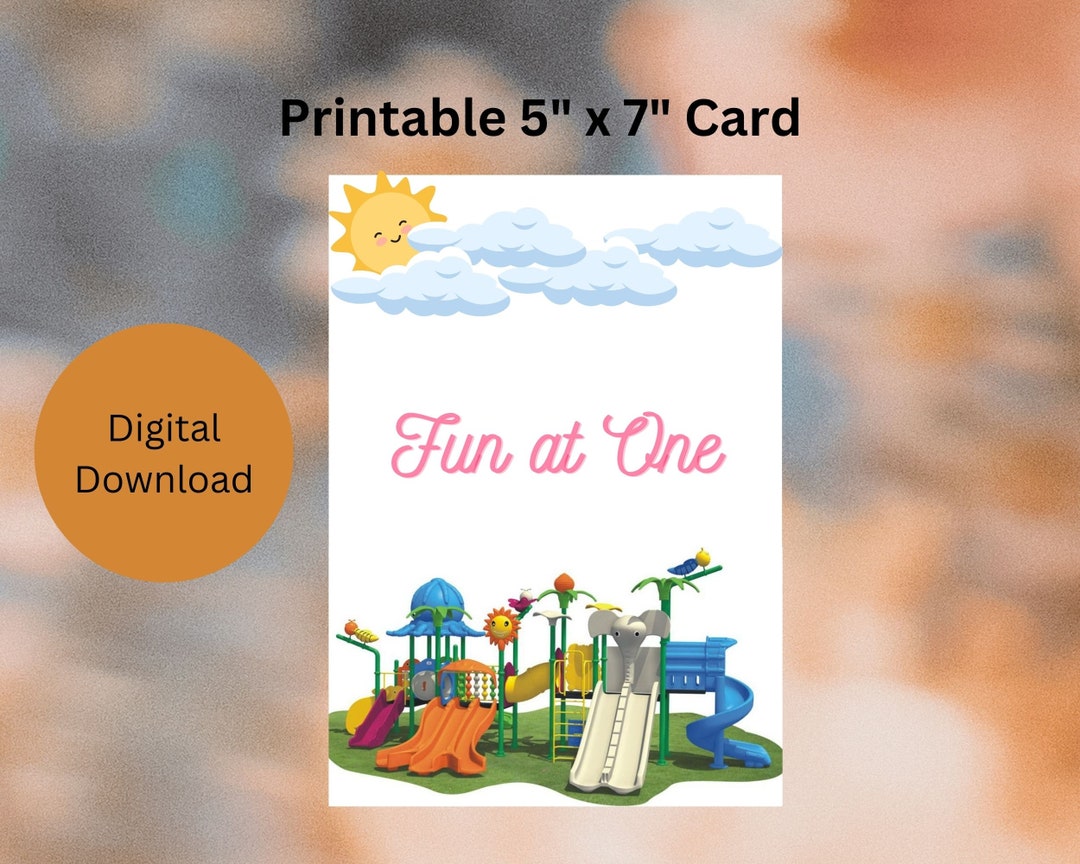 Playground Birthday Card,playground Theme Birthday Card,playful Park ...