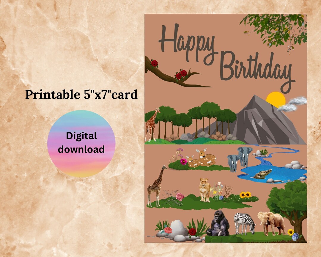 In the Woods Digital 5x7 Printable Birthday Card Template,adventure ...