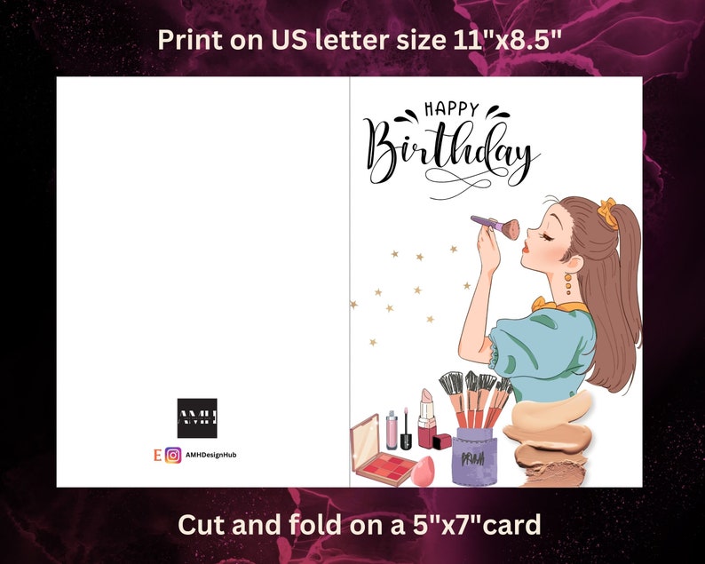 Girls' Makeup Birthday Card Glamorous Greeting for Her Special Day ...
