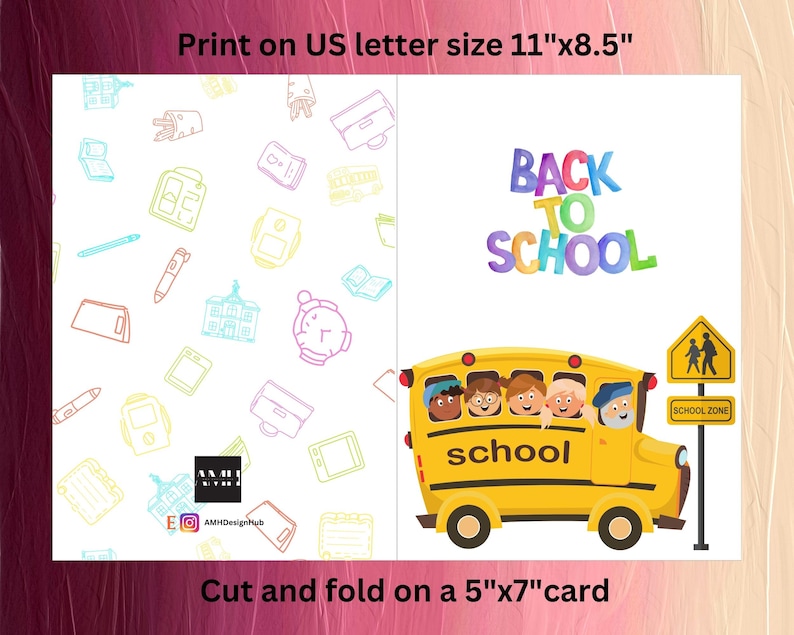 Back to School Digital Printable Card Personalized First Day of School ...