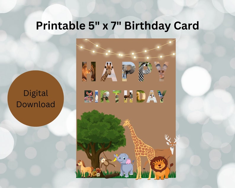 Adorable Animal-themed Printable Birthday Card: Perfect for Kids ...