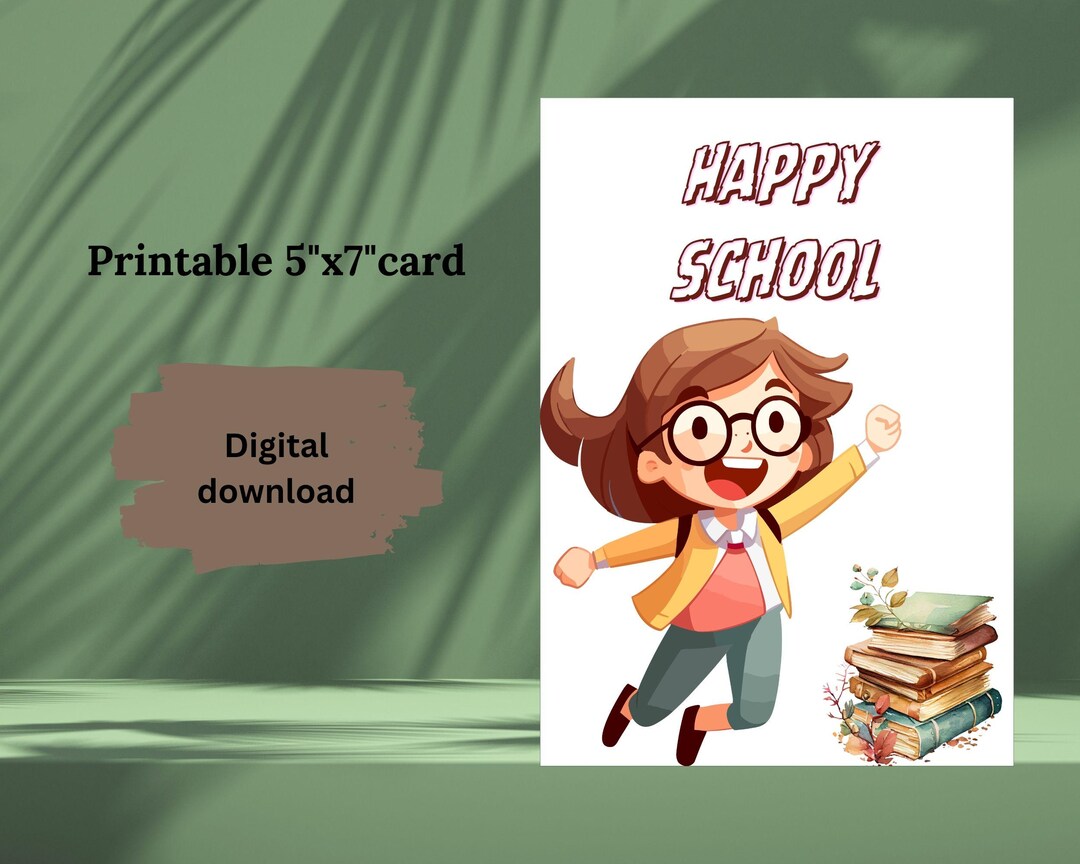Happy School Days Digital Printable Card Personalized Back to School ...