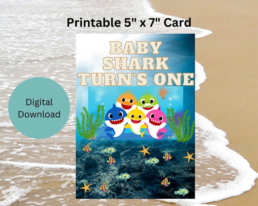 Printable 5x7 Baby Shark Birthday Card,baby Shark Birthday,digital ...