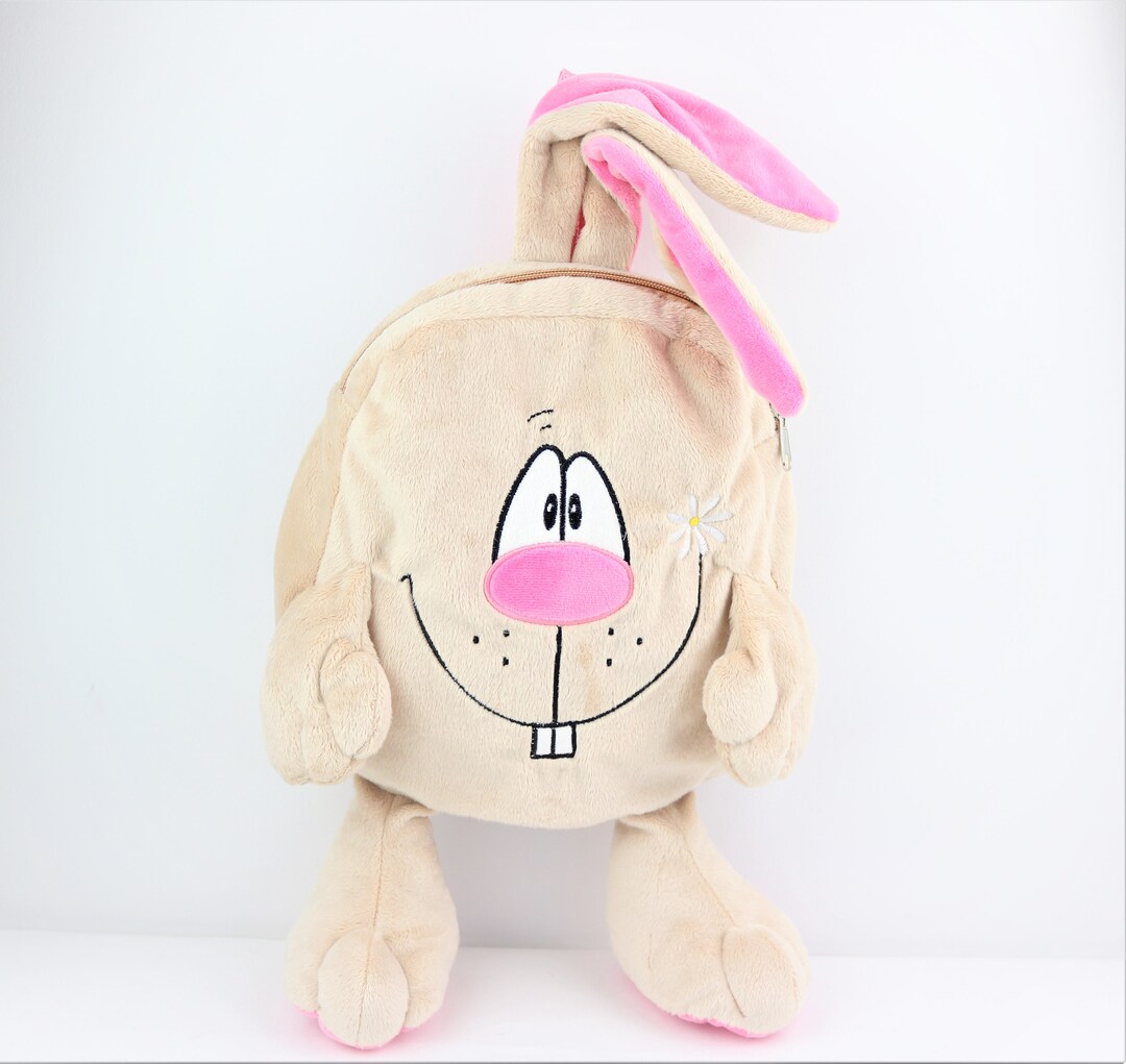 Beige Children's Backpack Bunny Backpack Rabbit Rucksack Plush Backpack ...