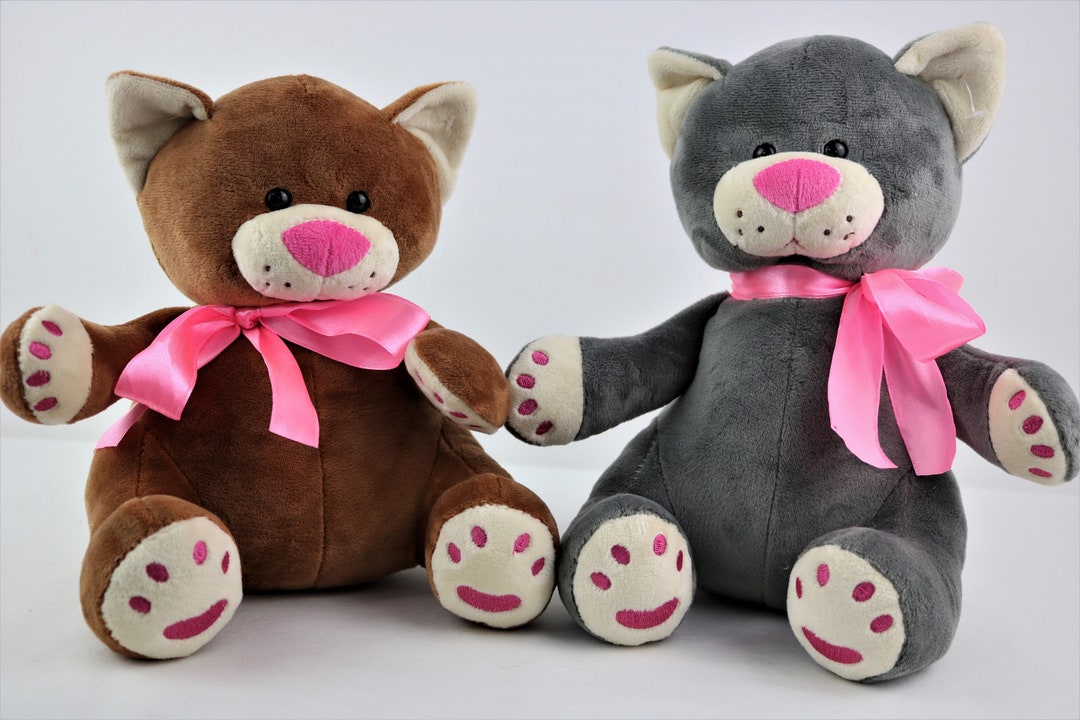 Brown Cat Plush Toy Ginger Cat Soft Toy Pink Bow Luxury Plush Gold ...