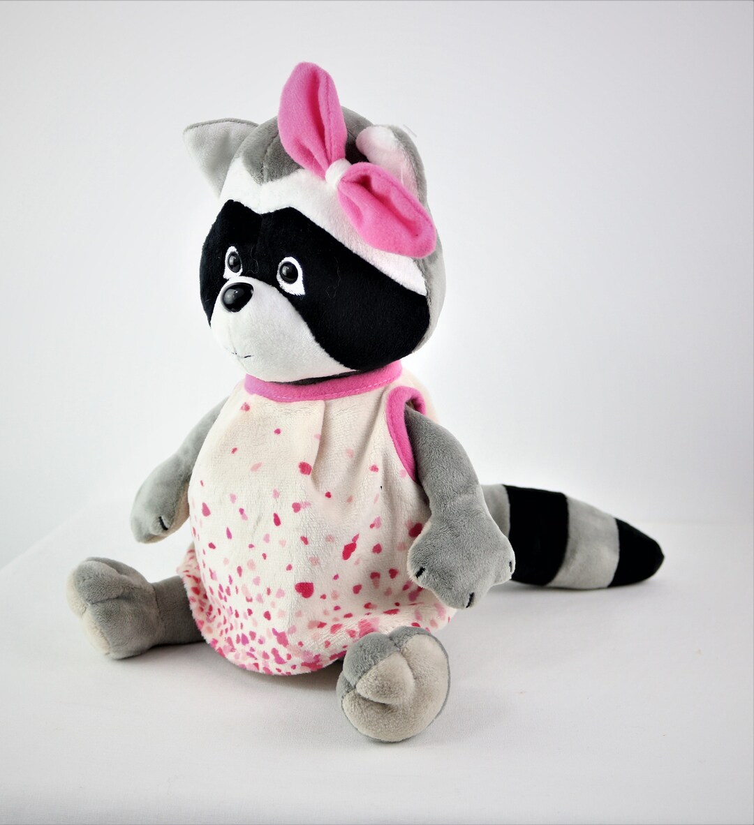 Raccoon Soft Toys Raccoon Girl Plush Toy White Dress Fruits Pink Bow ...