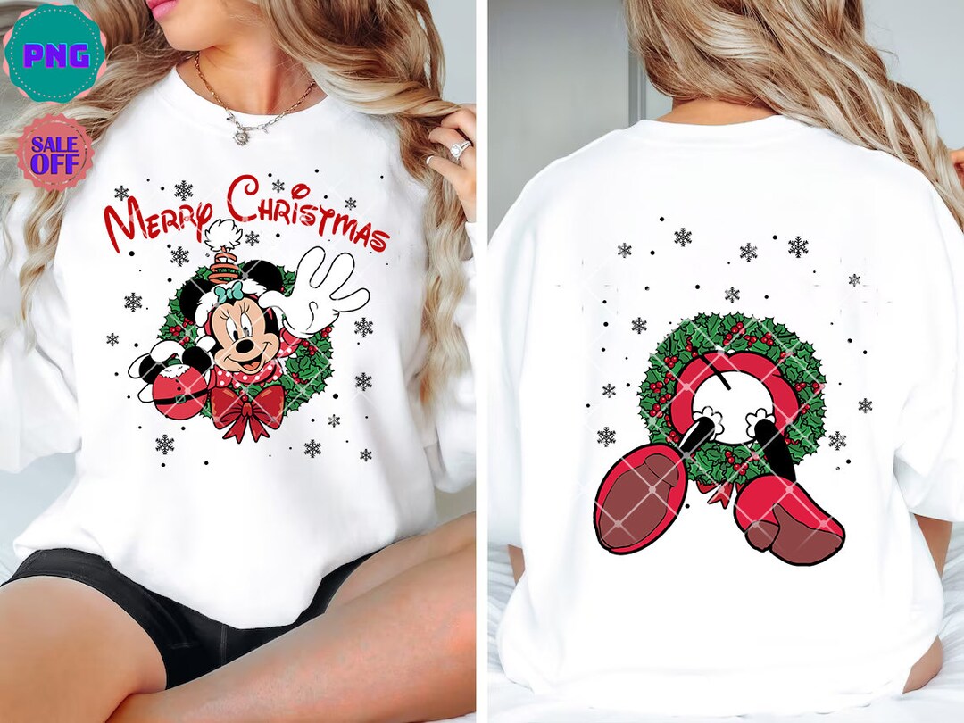 Christmas Mickey Minnie Mouse Front and Back Png Mouse Santa - Etsy