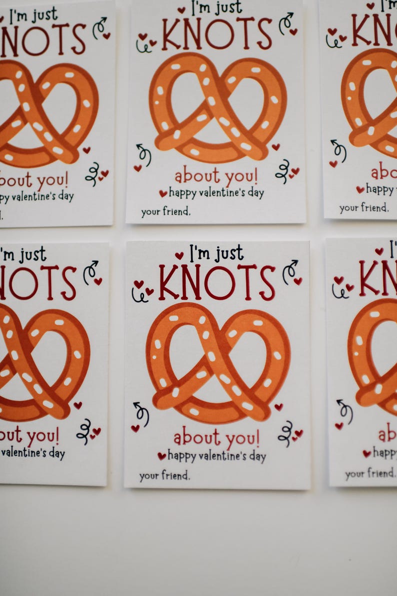 Pretzel Valentines, Printable Valentine, Knots Valentine, Classroom ...