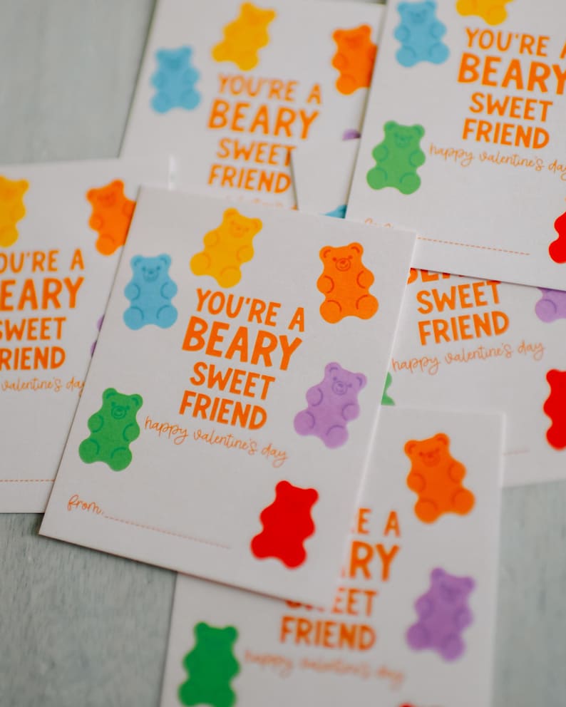 Gummy Bear Valentine Cards, Beary Sweet Printable (digital Download) - Etsy