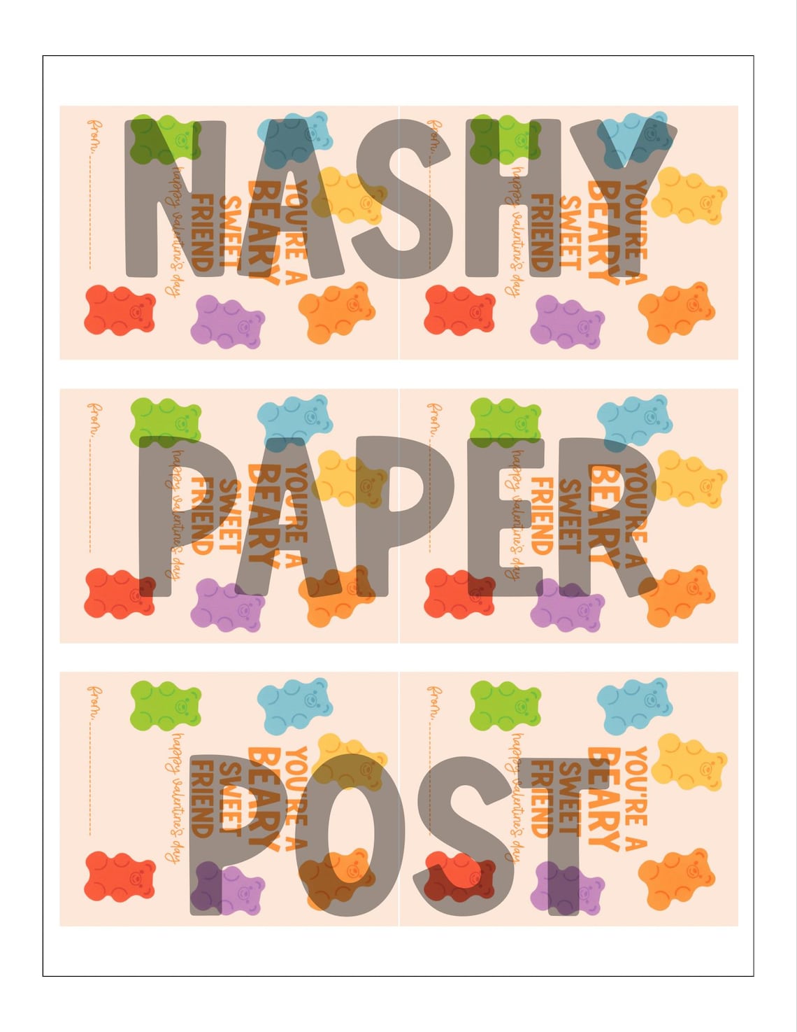 Gummy Bear Valentine Cards, Beary Sweet Printable (digital Download) - Etsy