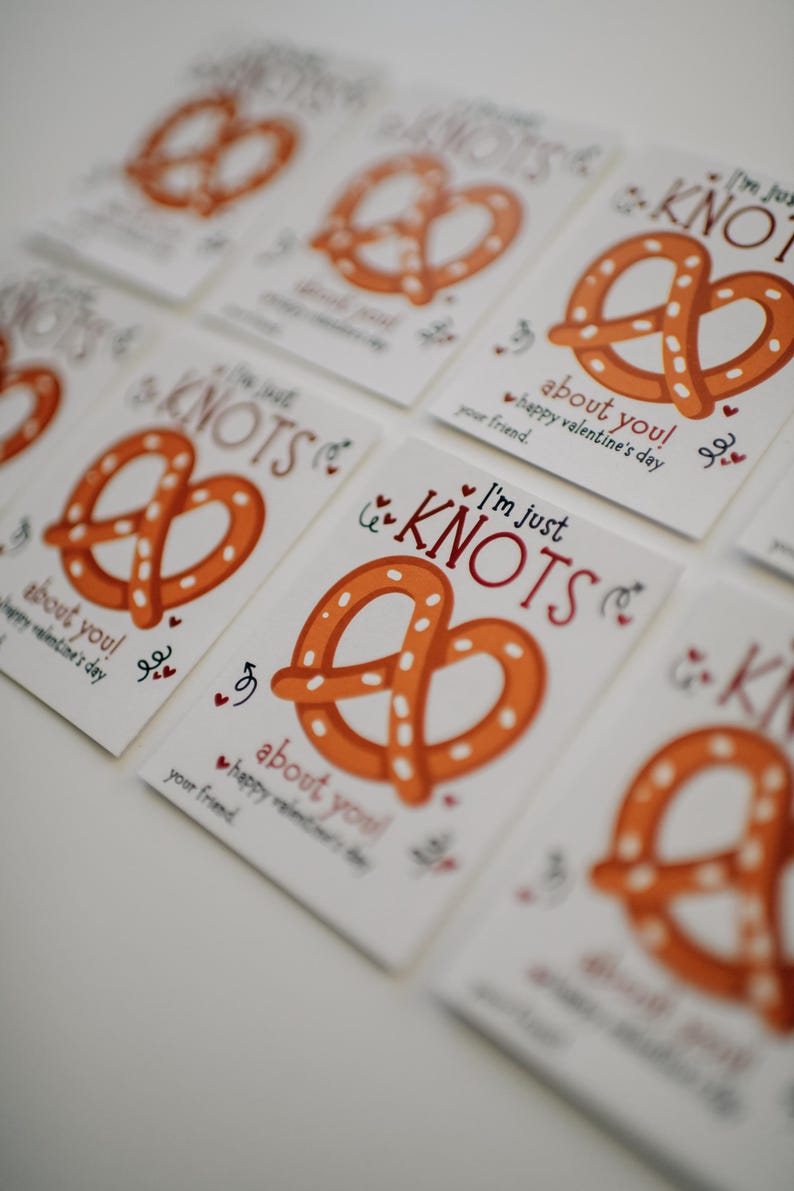 Pretzel Valentines, Printable Valentine, Knots Valentine, Classroom ...