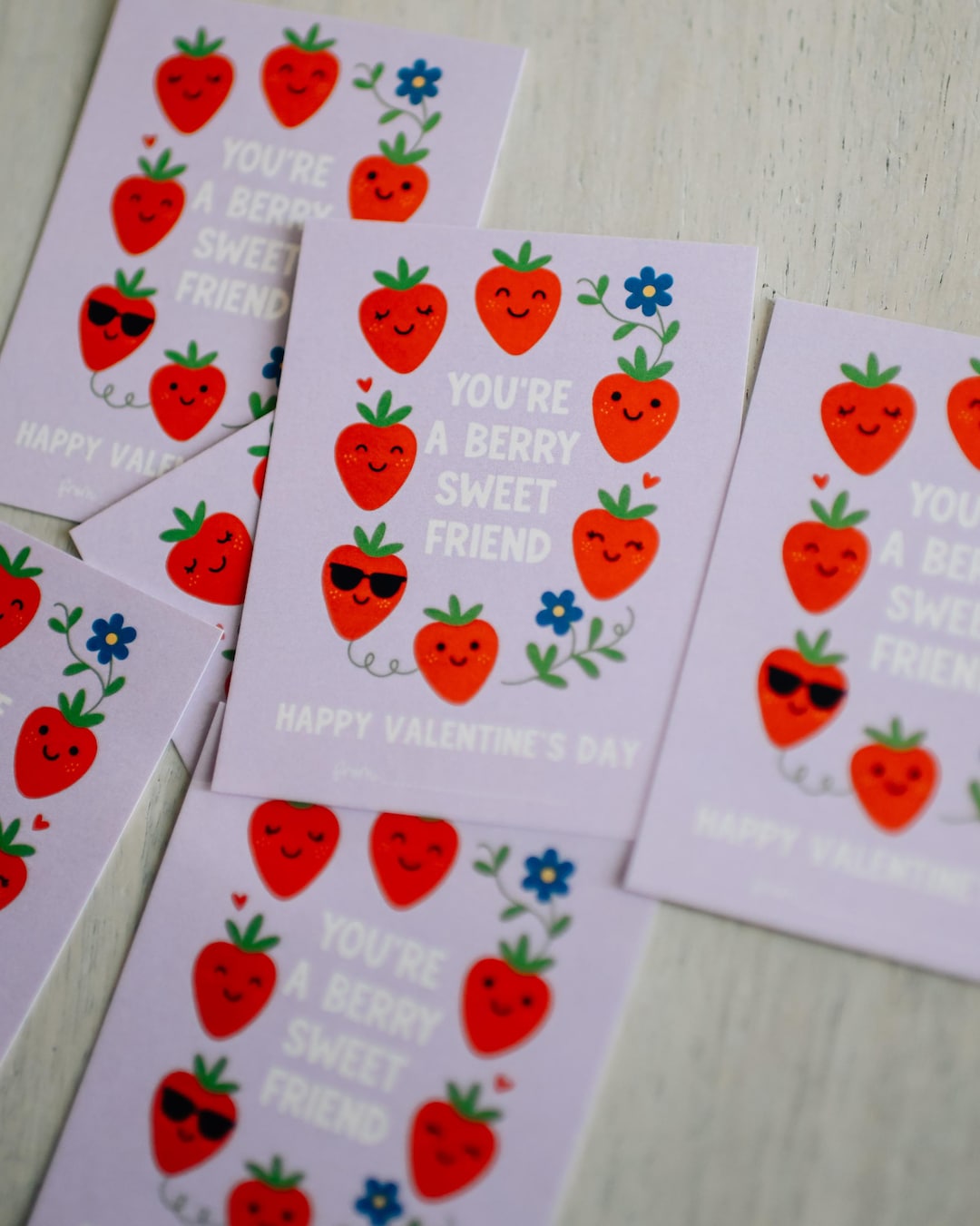 Strawberry Valentine's Day Card, Berry Sweet Friend (printable Download ...