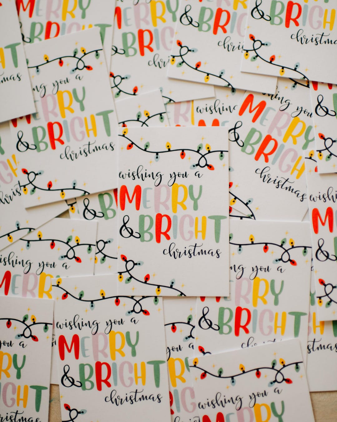 Merry & Bright Christmas Gift Tag, Holiday Printable Tag, Christmas ...