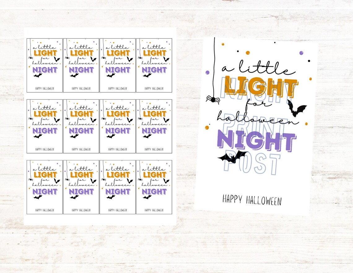 Halloween Light Tag, Halloween Glow Stick Tag, Halloween Printable Tag ...