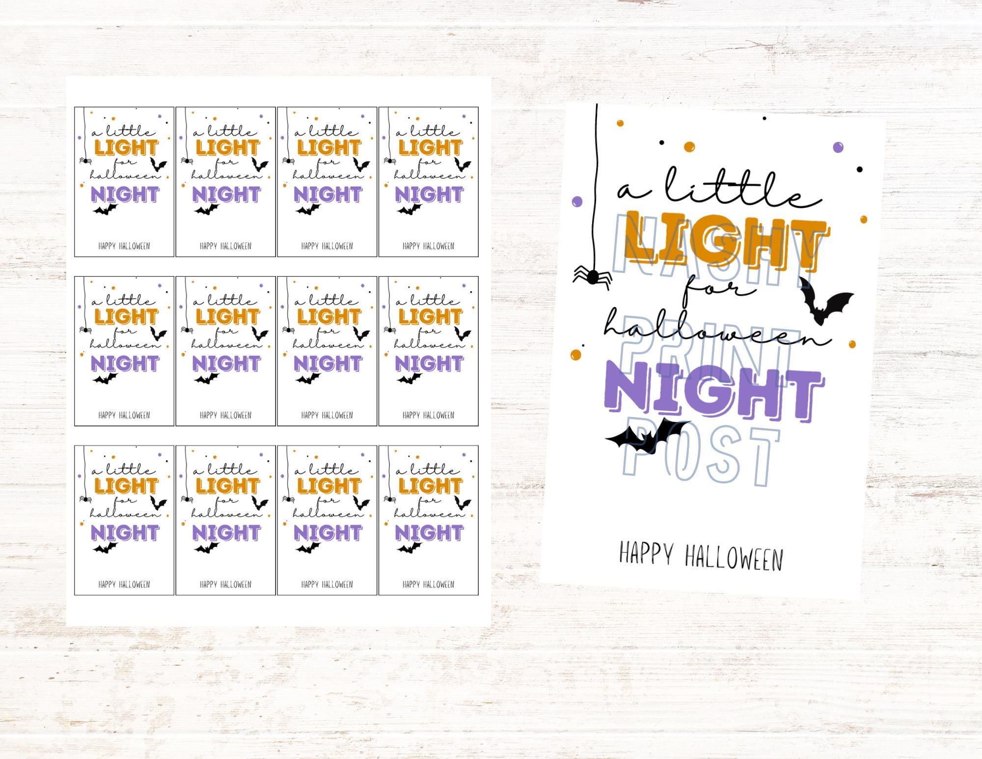 Halloween Light Tag, Halloween Glow Stick Tag, Halloween Printable Tag ...