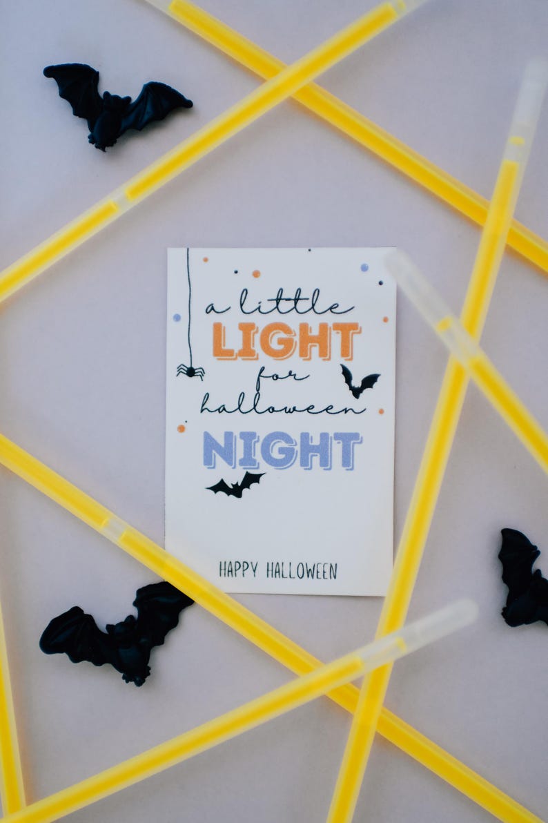 Halloween Light Tag, Halloween Glow Stick Tag, Halloween Printable Tag ...