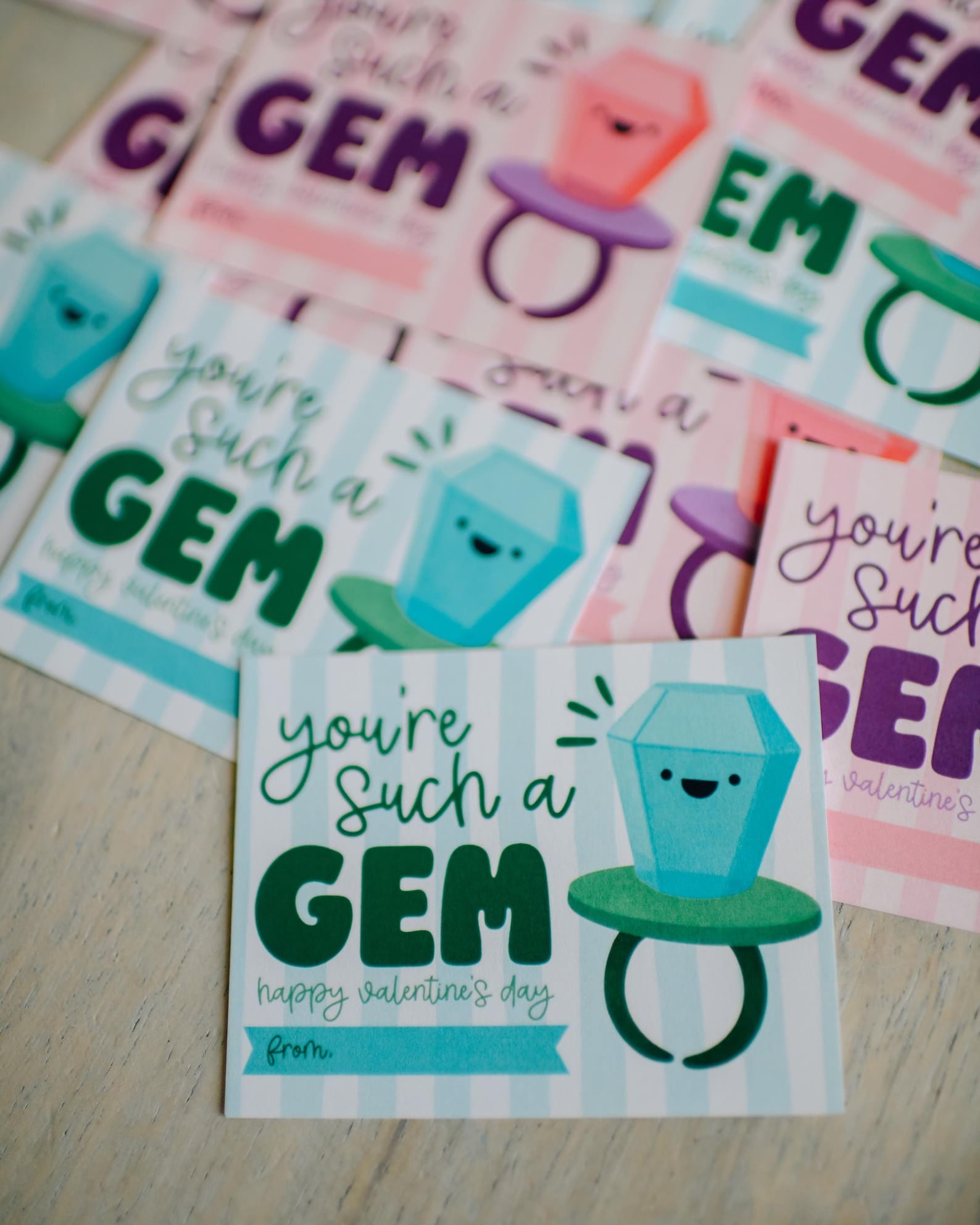 Gem Ring Pop Valentine's Day Cards, Printable (digital Download) - Etsy