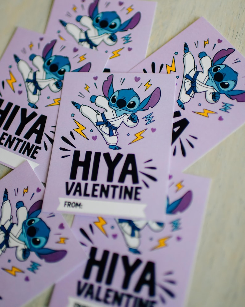 Stitch Karate Valentine Printable (digital Download) - Etsy