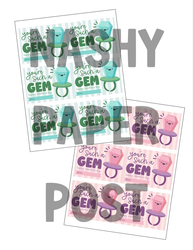 Gem Ring Pop Valentine's Day Cards, Printable (digital Download) - Etsy