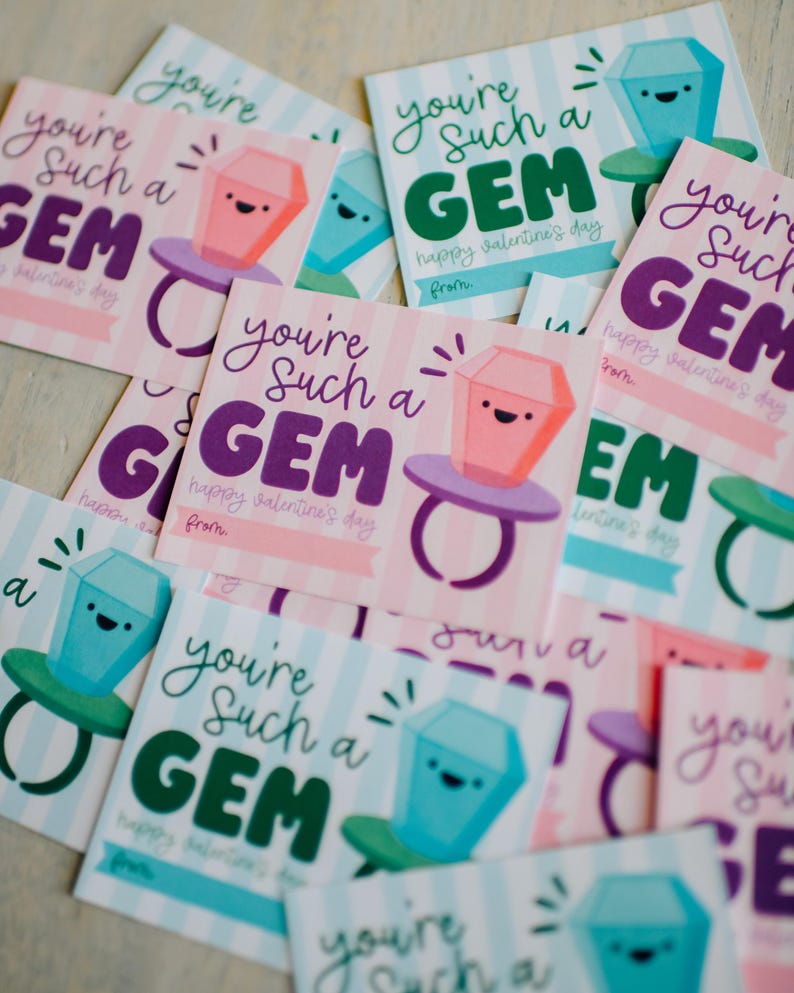 Gem Ring Pop Valentine's Day Cards, Printable (digital Download) - Etsy