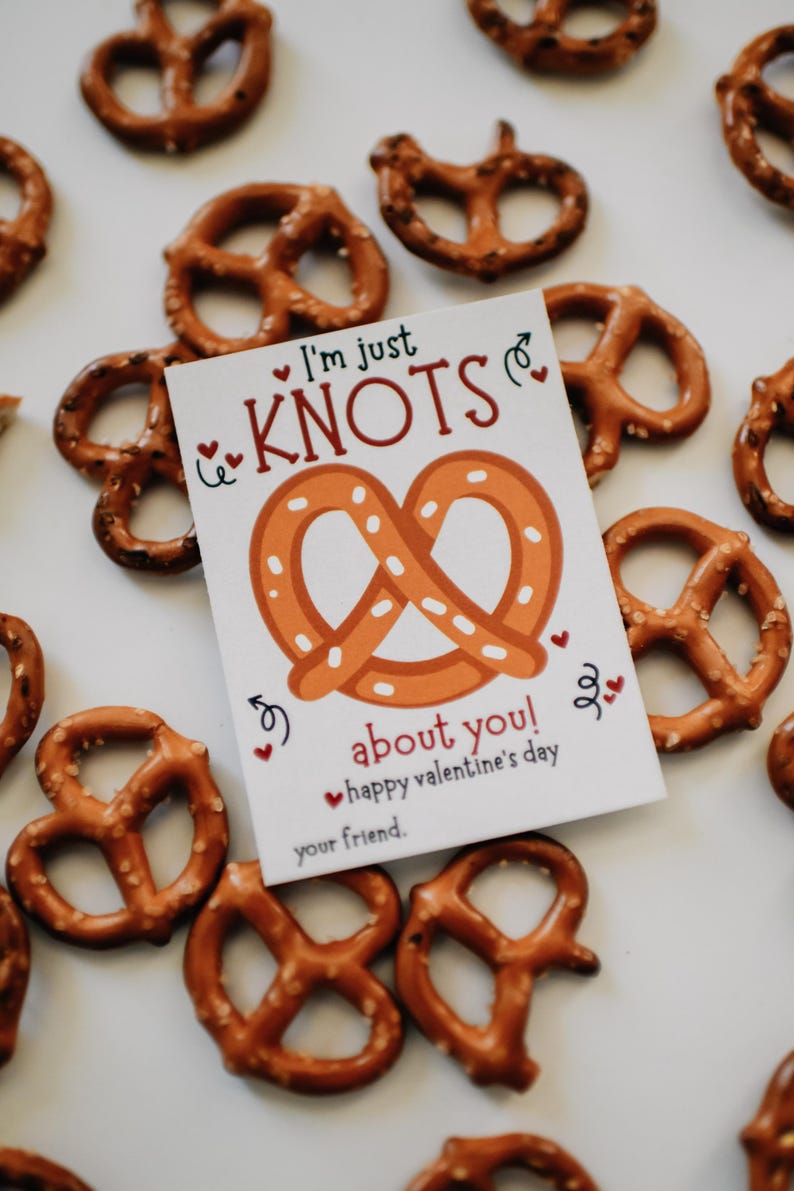 Pretzel Valentines, Printable Valentine, Knots Valentine, Classroom ...