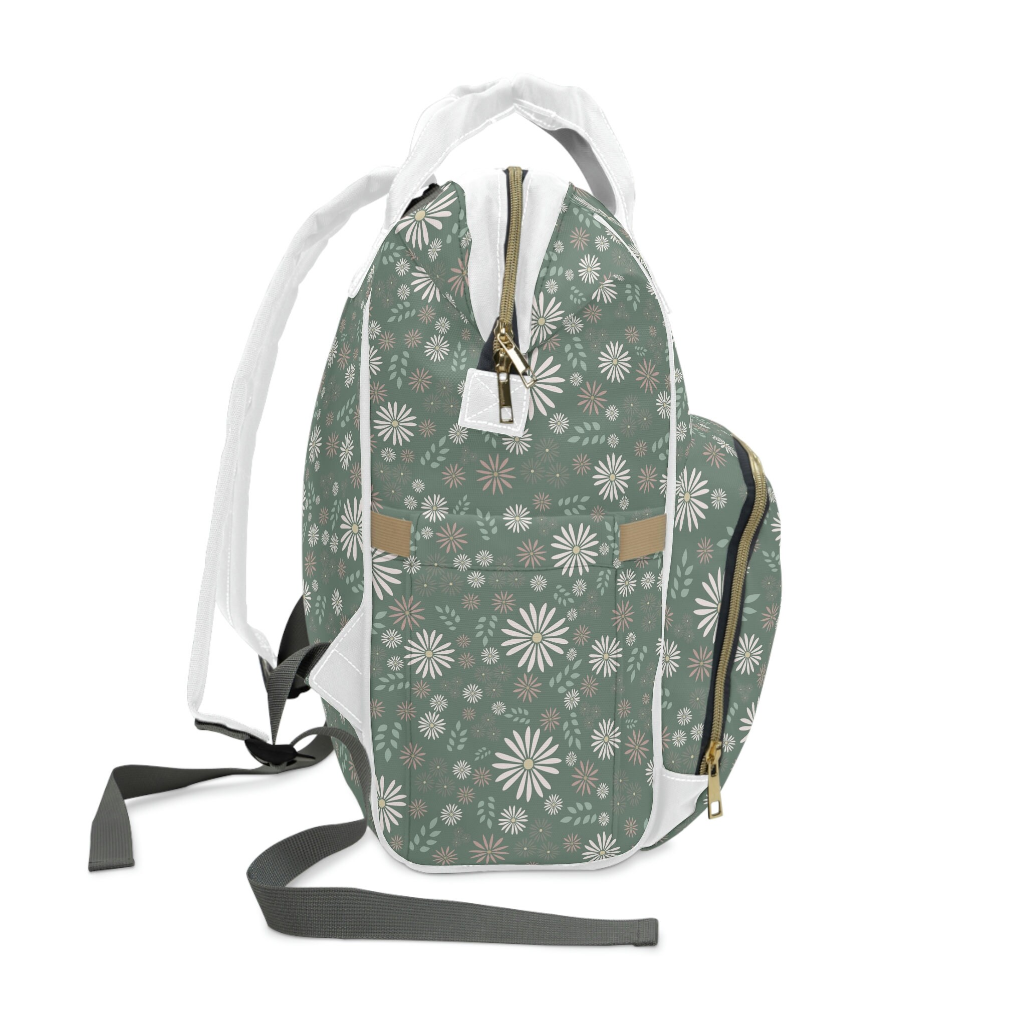 Sage Diaper Backpack, Baby Girl Diaper Bag, Floral Diaper Bag, Floral ...