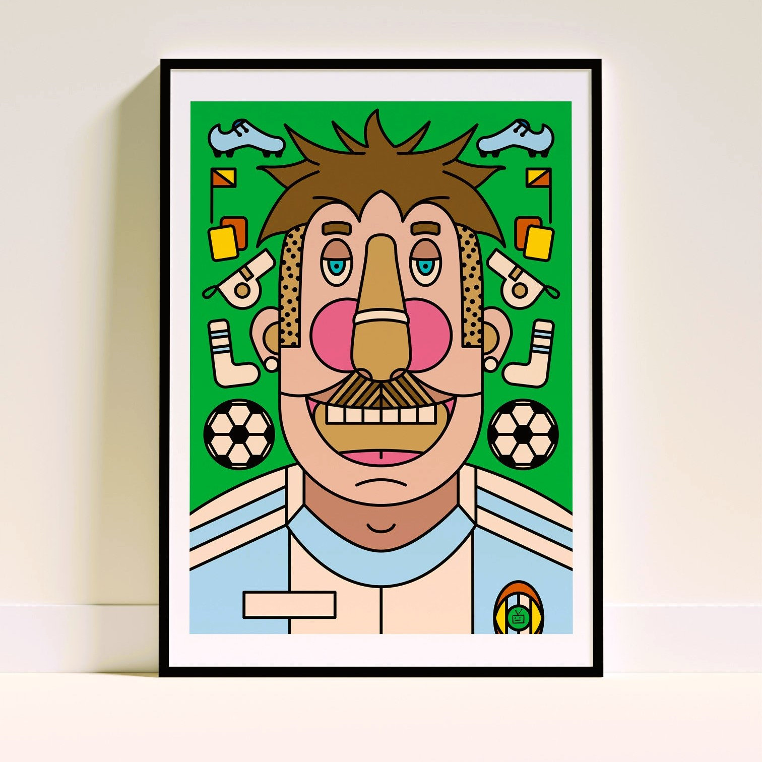 The Football Player Funny Wall Art Illustration Art Print - Etsy