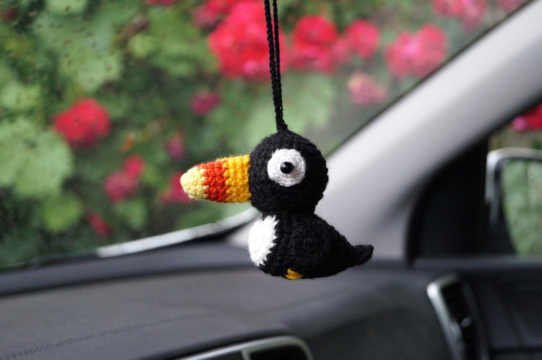 Crocheted Toucan Car Charm: Funny Car Mirror Hanging Accessory - Etsy