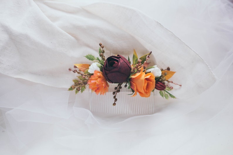 Autumn Wedding hair accessories Flower hair comb Greenery hair | Etsy