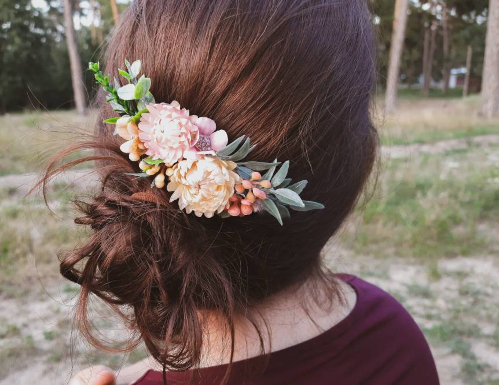 Fall Wedding Hair Accessories Flower Bridal Hair Piece Dried - Etsy