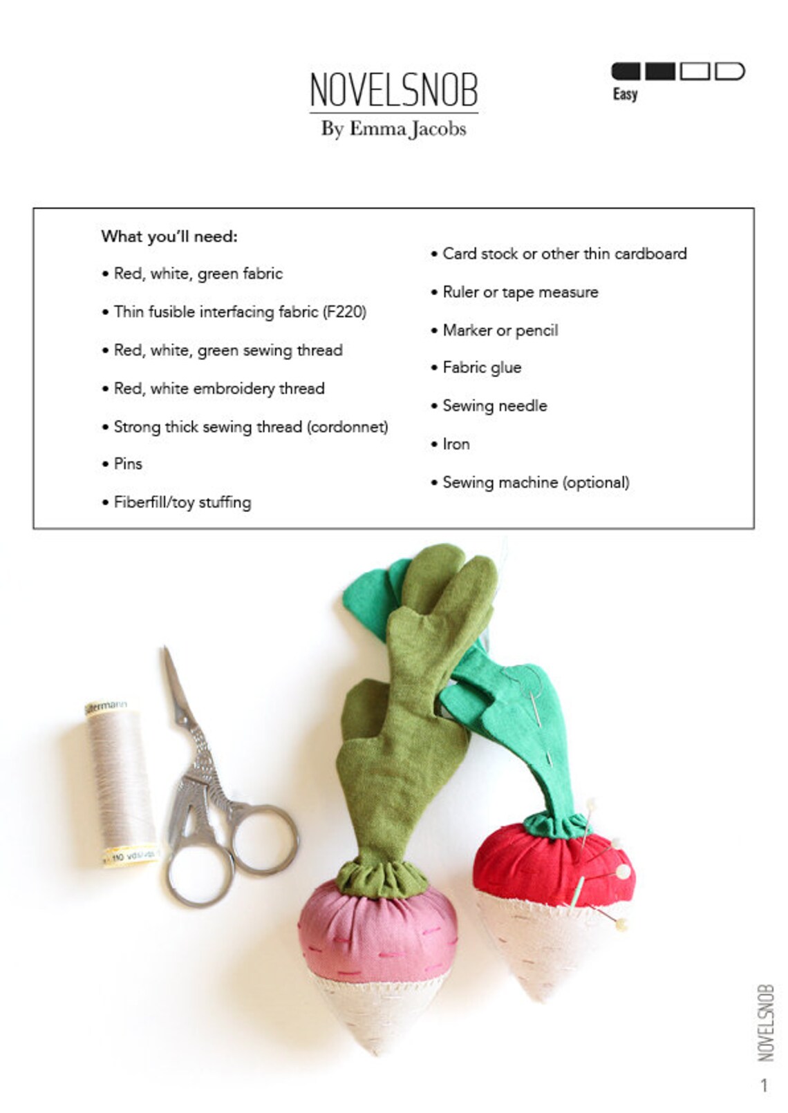 Radish Pincushion Digital Sewing Pattern | Etsy