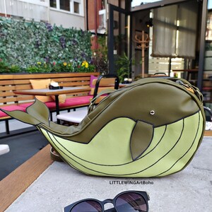 Whale Bag - Blue Whale Bag - Fish Bag - Whale Shape Bag - Blue Leather ...