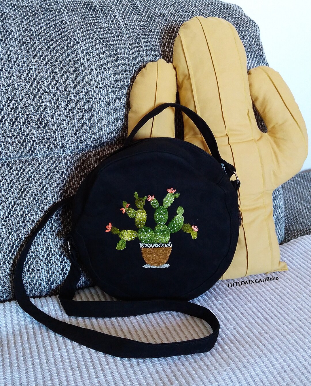 Black Circle Bag - Crossbody Bag - Crossbody Purse - Round Bag ...