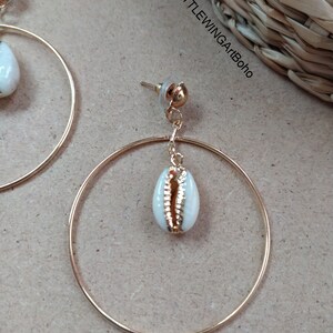 Cowrie Shell Earrings, Cowrie Hoop Earrings, Hoop Earrings, Gold Hoop ...