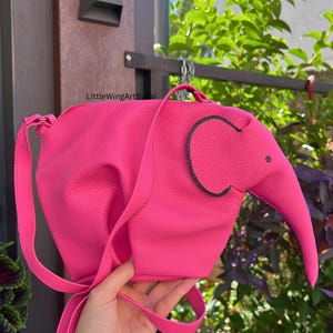 Elephant Bag Rose Pink Bag Fuchsia Pink Elephant Bag Crossbody Bag Pink ...