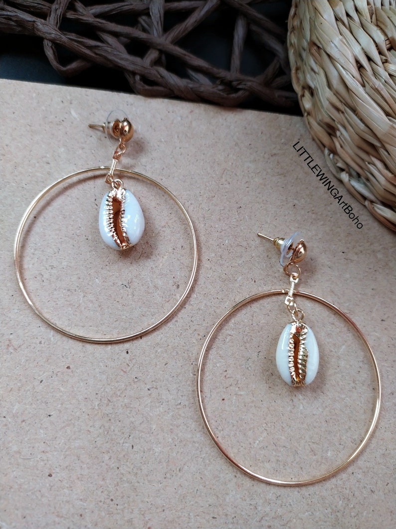 Cowrie Shell Earrings Cowrie Hoop Earrings Hoop Earrings - Etsy