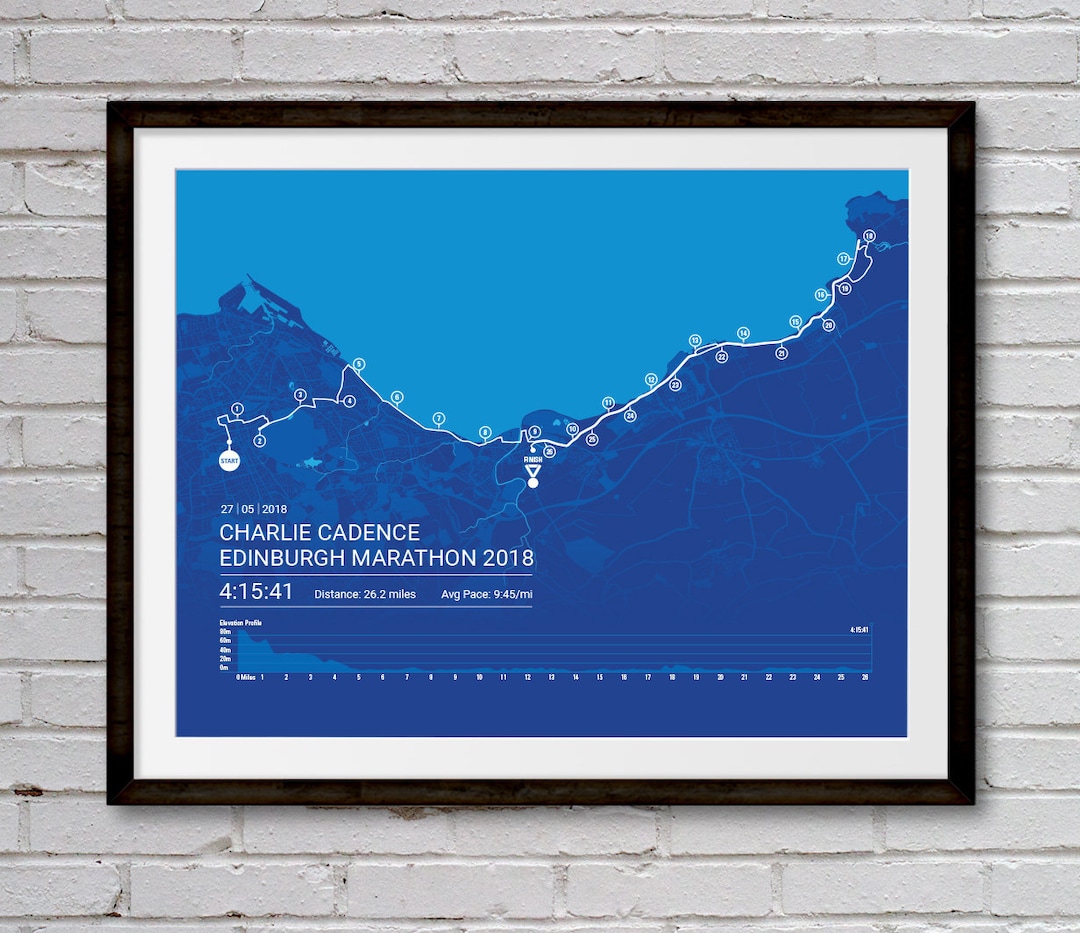 Edinburgh Personalised Marathon Poster / Memento / Gift / Art Print ...