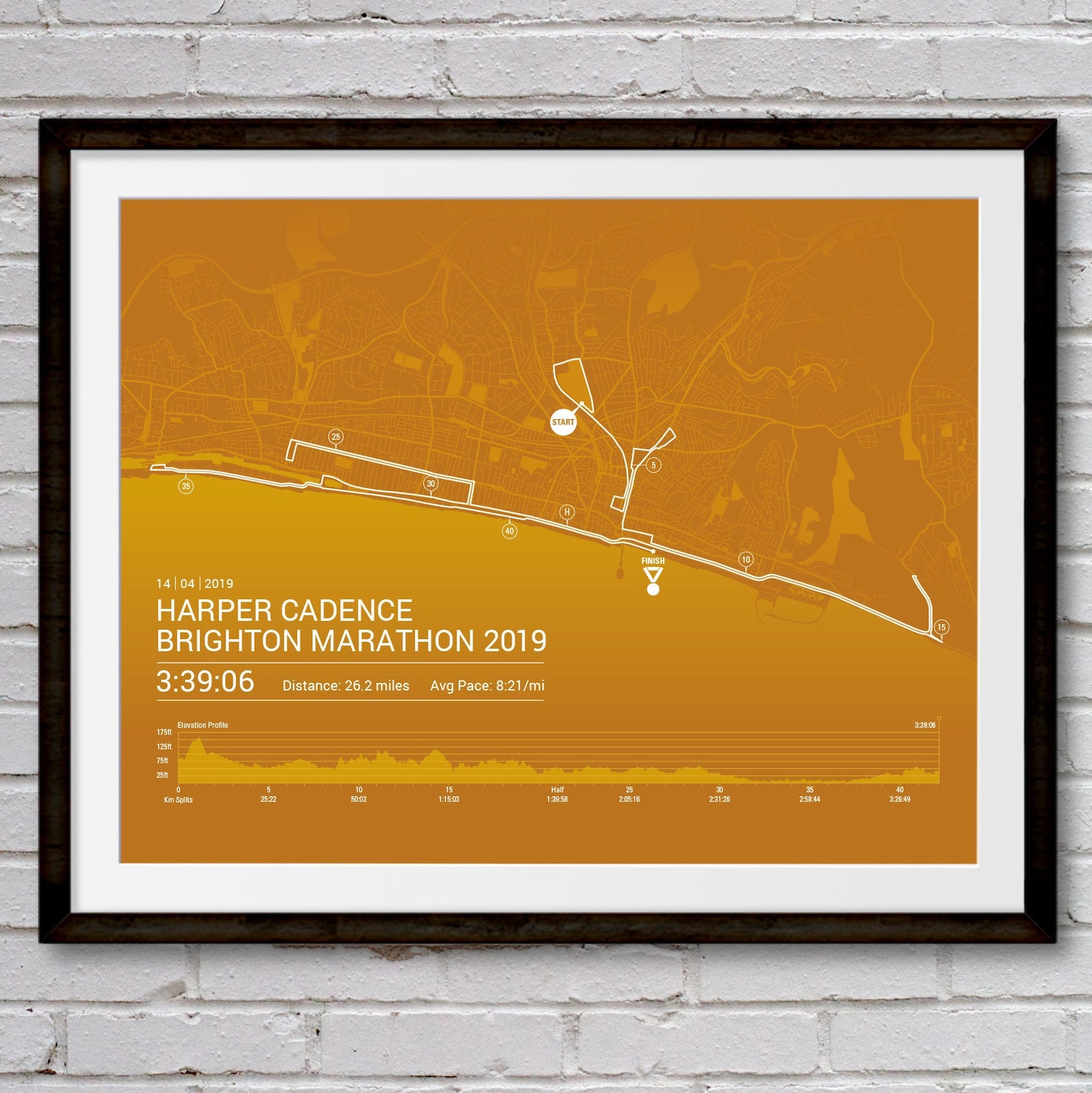 Brighton Personalised Marathon Poster / Memento / Gift / Art Print ...